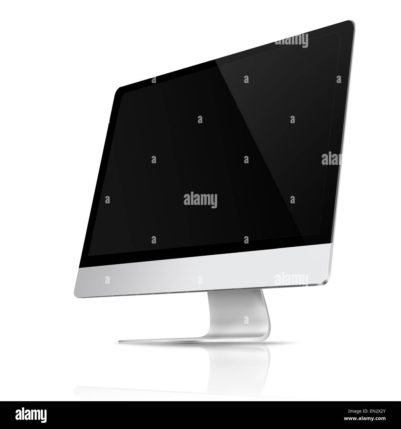 Modern flat screen computer monitor with empty screen and reflection ...