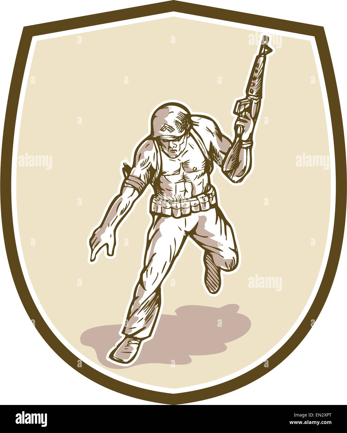 Illustration of an American soldier serviceman military with armalite ...