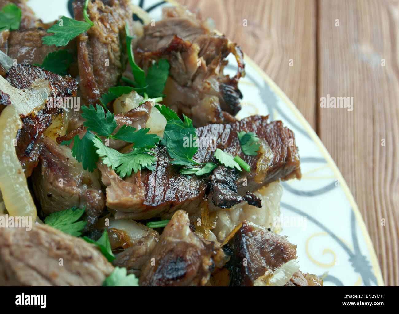 Kuurdak - traditional meat dish made in Central Asia, especially among ...