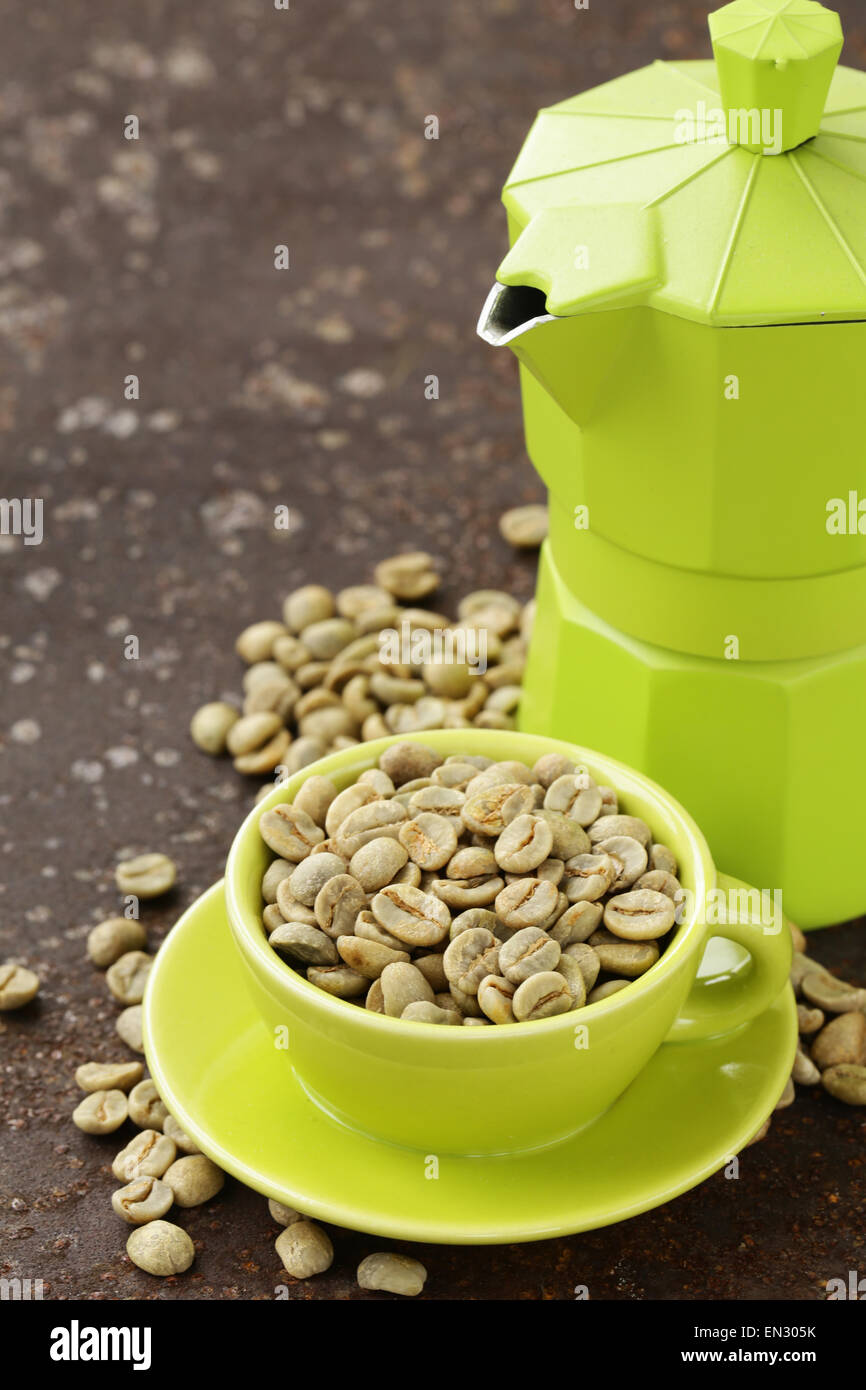 organic green coffee beans close-up, healthy food Stock Photo - Alamy