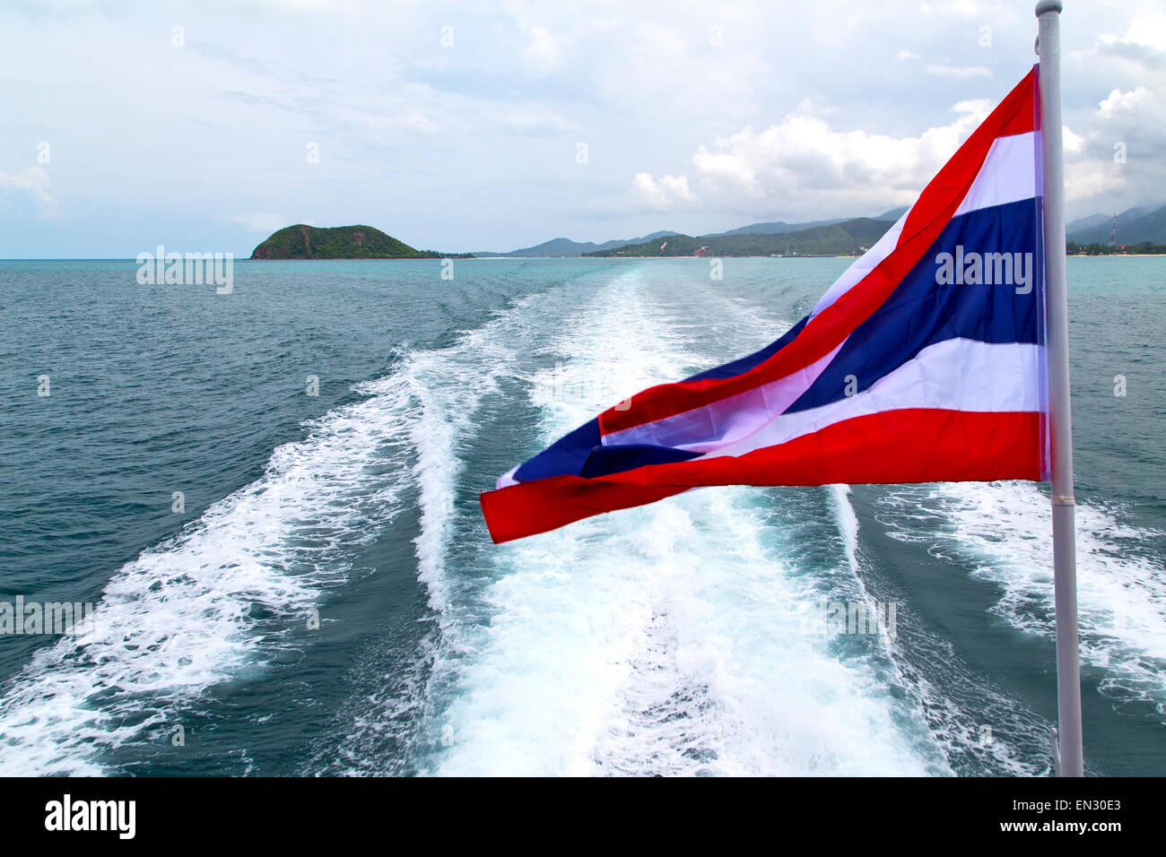 asia myanmar kho samui bay isle waving flag in thailand and south china ...