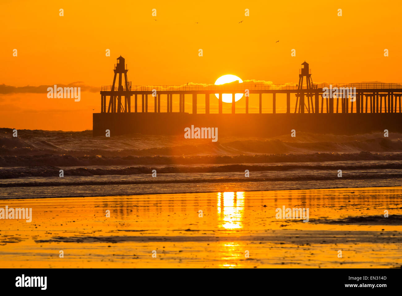 Sunrise over Whitby pier. Whitby, North Yorkshire, England. UK Stock ...