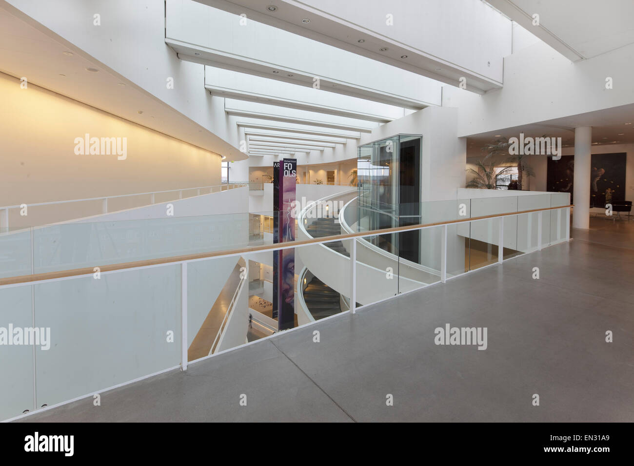 Top floor of atrium, with spiral staircase in centre. ARoS Aarhus ...