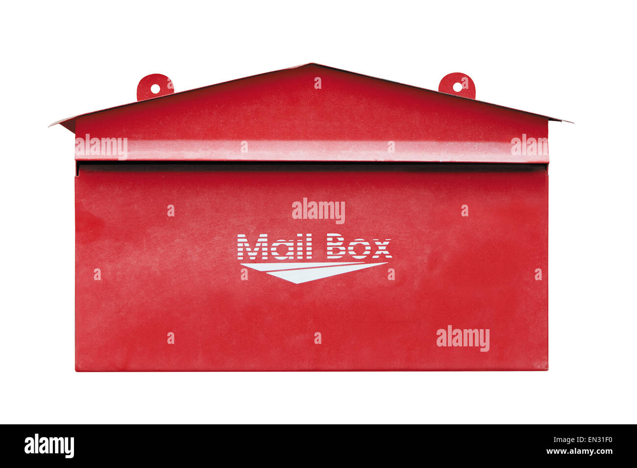 Red mail box on a white background Stock Photo - Alamy