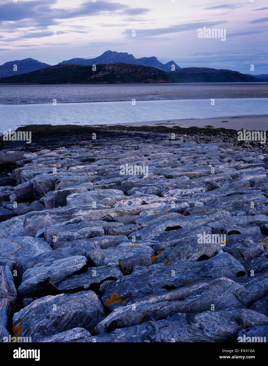 Ben Loyal viewed from the causeway over the Kyle of Tongue, Sutherland ...