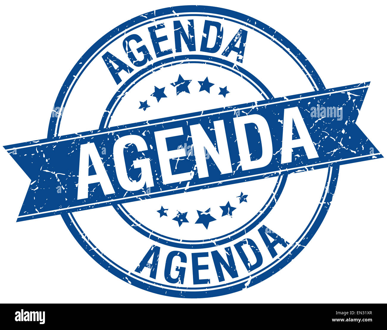 agenda grunge retro blue isolated ribbon stamp Stock Photo - Alamy