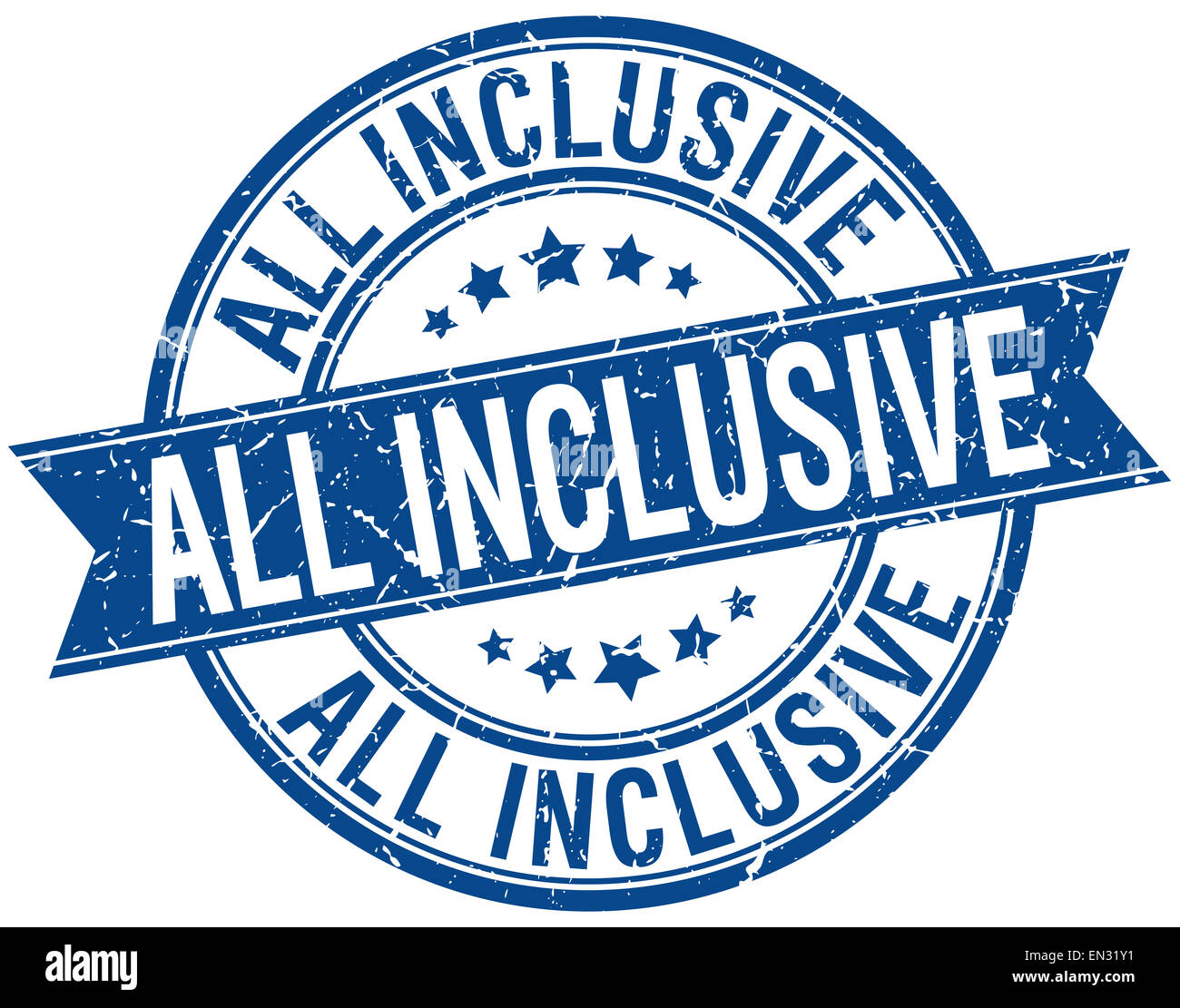 all inclusive grunge retro blue isolated ribbon stamp Stock Photo - Alamy