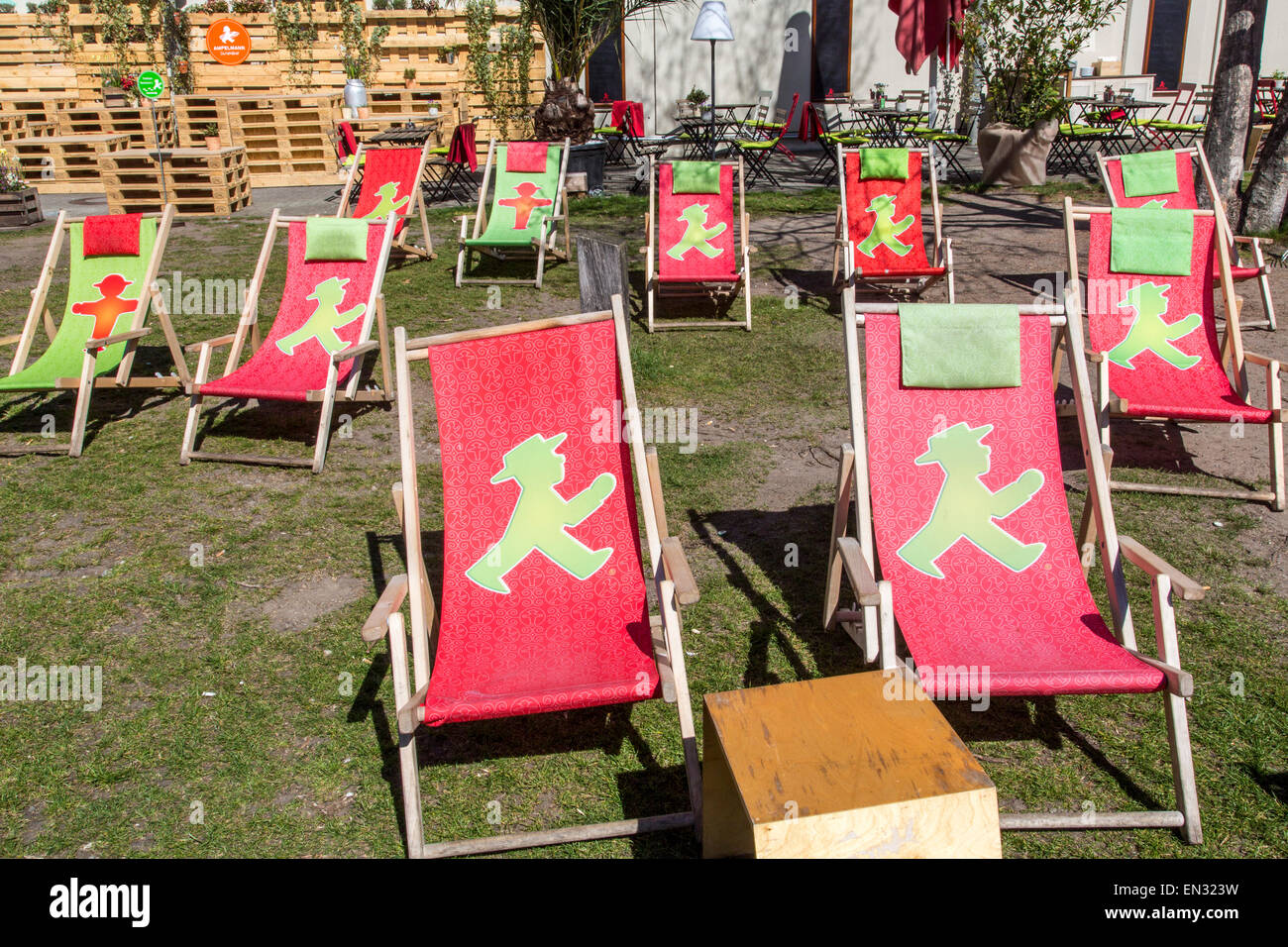 Open air café, restaurant, "Ampelmann", named after the figure on ...