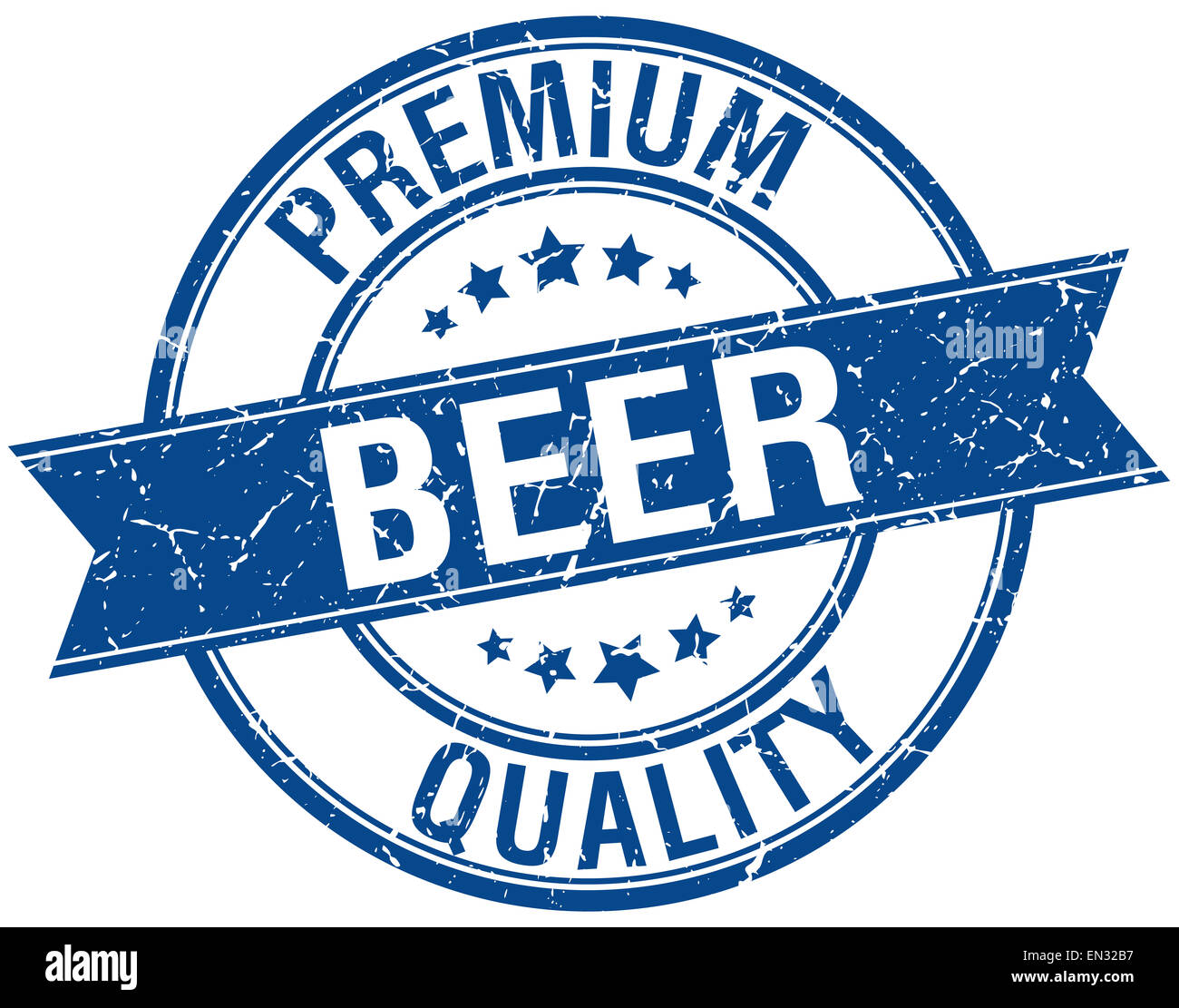 beer grunge retro blue isolated ribbon stamp Stock Photo - Alamy
