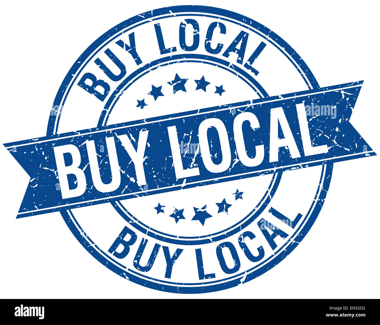 buy local grunge retro blue isolated ribbon stamp Stock Photo - Alamy