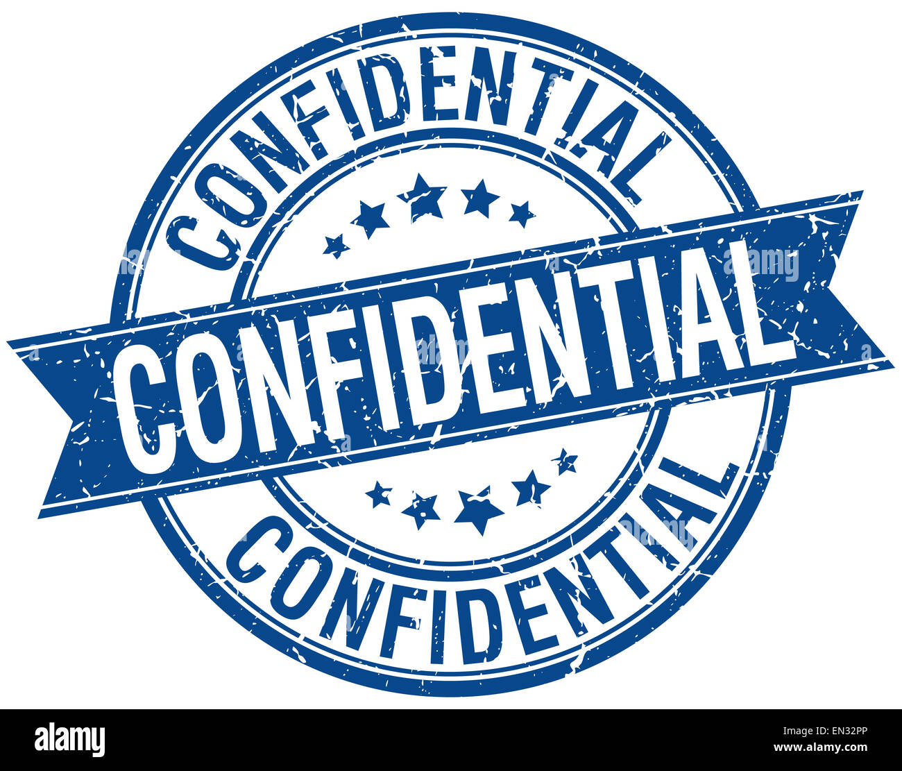 confidential grunge retro blue isolated ribbon stamp Stock Photo - Alamy
