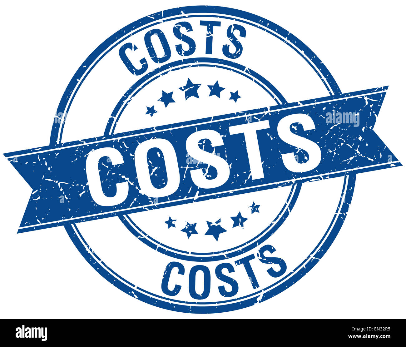 costs grunge retro blue isolated ribbon stamp Stock Photo - Alamy