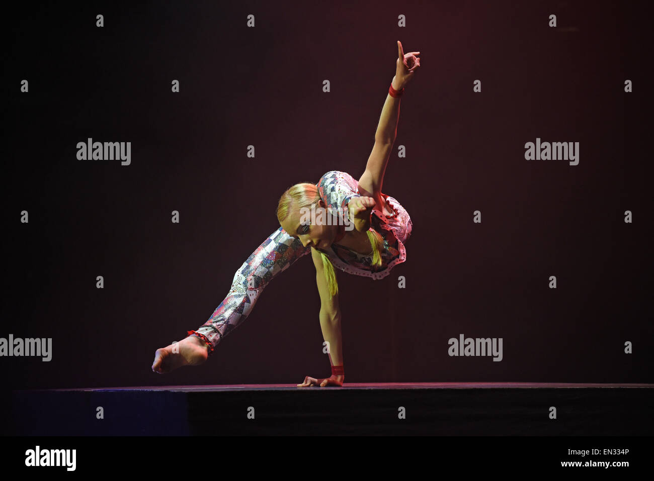 17-year old contortion artist Jordan McKnight performs on stage of the ...