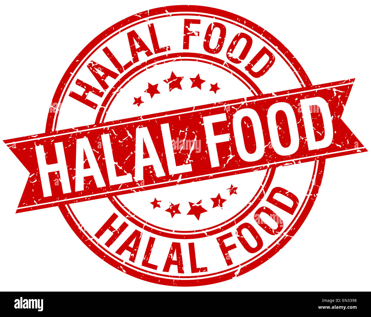 halal food grunge retro red isolated ribbon stamp Stock Photo - Alamy