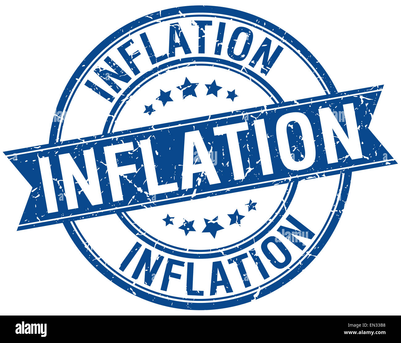 inflation grunge retro blue isolated ribbon stamp Stock Photo - Alamy