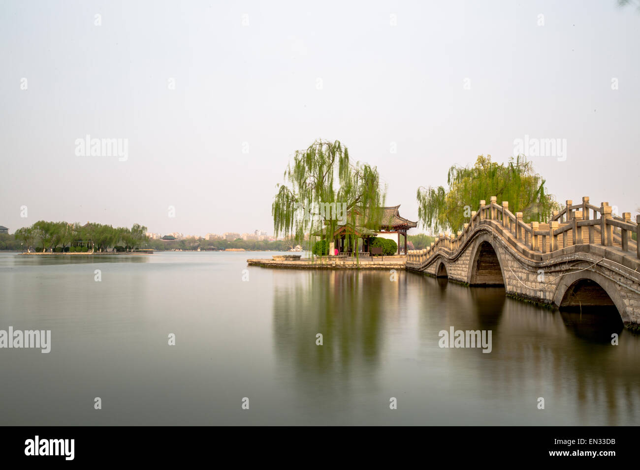 China styled pavilion,bridge and lake Stock Photo - Alamy