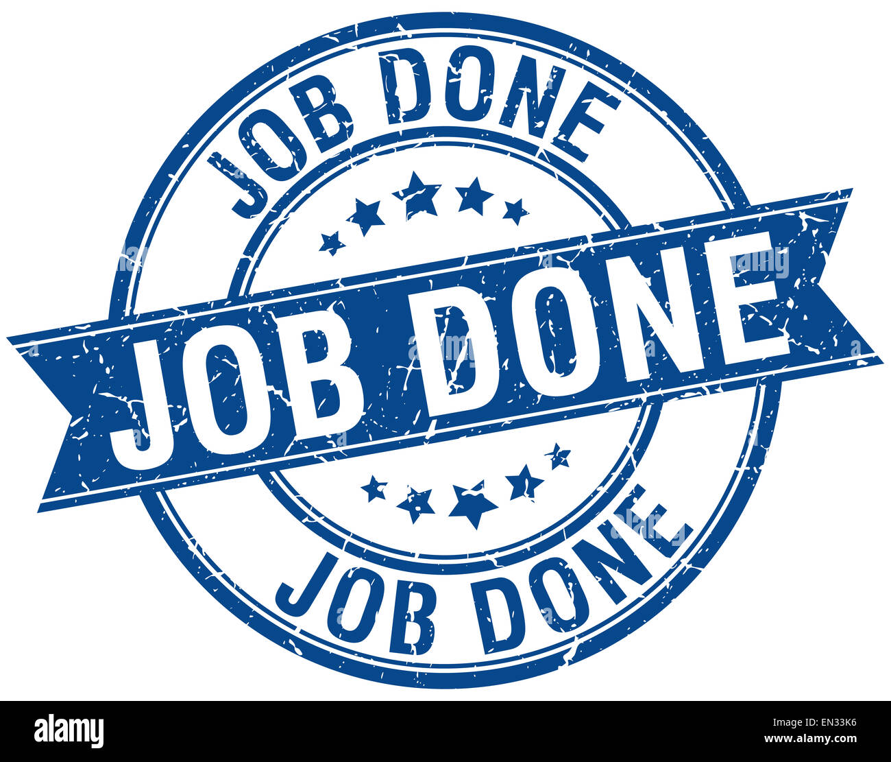 job done grunge retro blue isolated ribbon stamp Stock Photo - Alamy