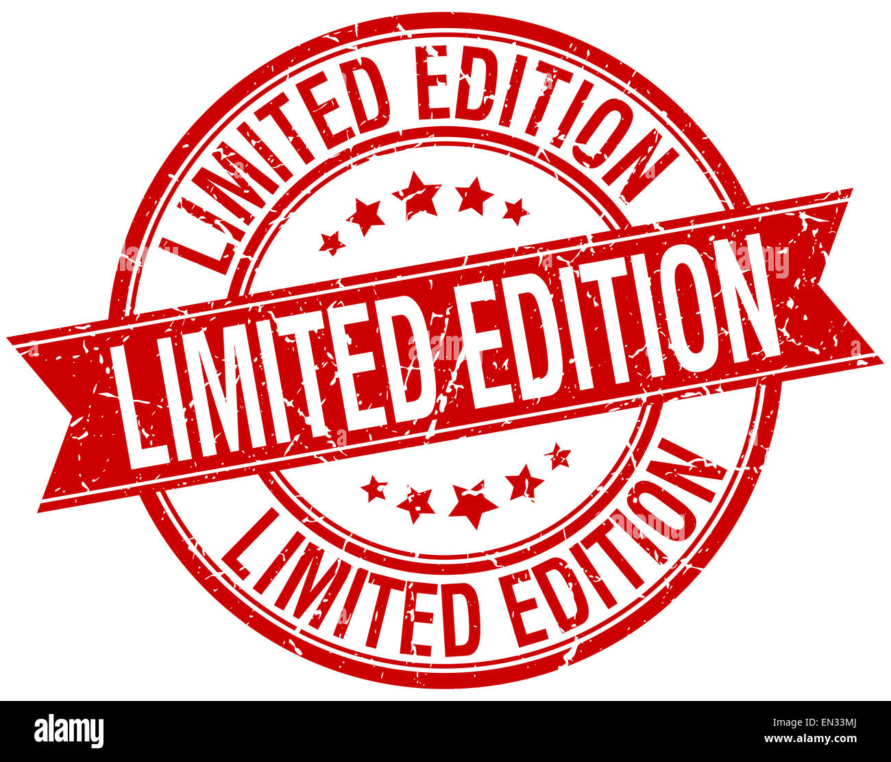 limited edition grunge retro red isolated ribbon stamp Stock Photo - Alamy