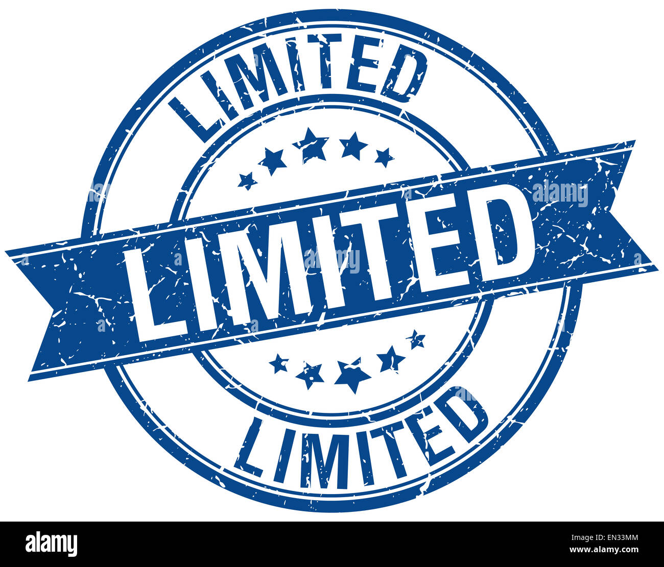 limited grunge retro blue isolated ribbon stamp Stock Photo - Alamy