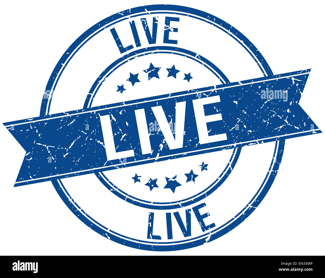 live grunge retro blue isolated ribbon stamp Stock Photo - Alamy