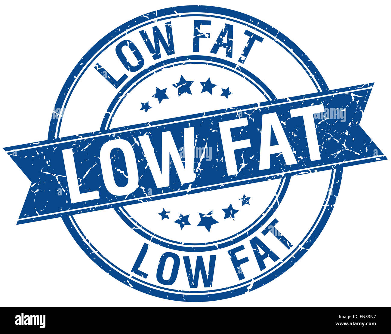 low fat grunge retro blue isolated ribbon stamp Stock Photo - Alamy