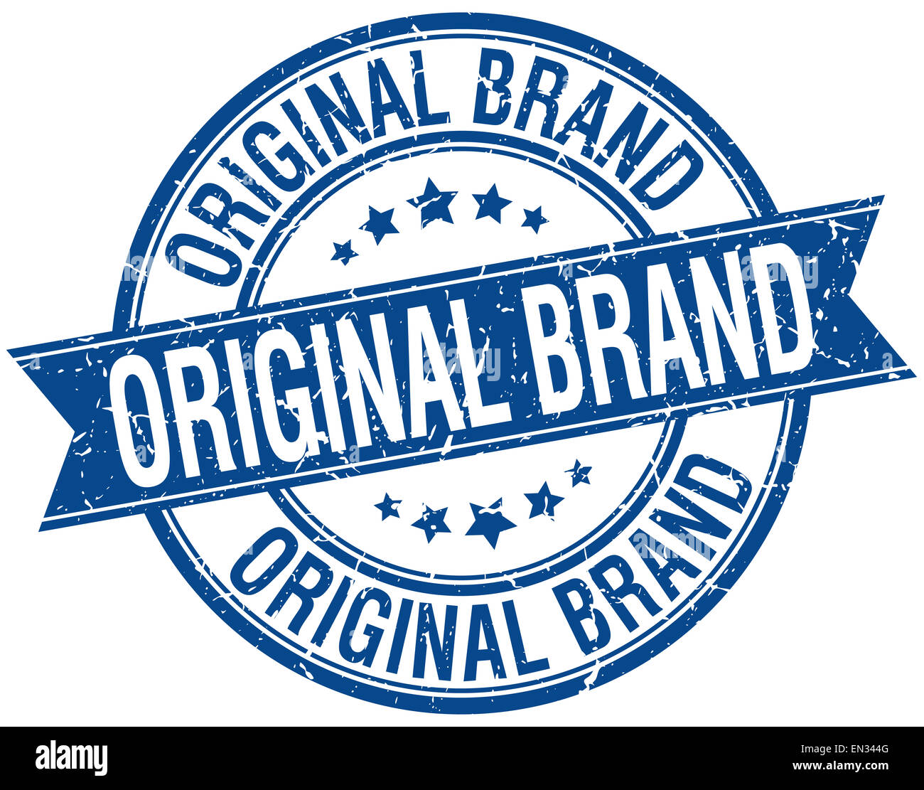 original brand grunge retro blue isolated ribbon stamp Stock Photo - Alamy