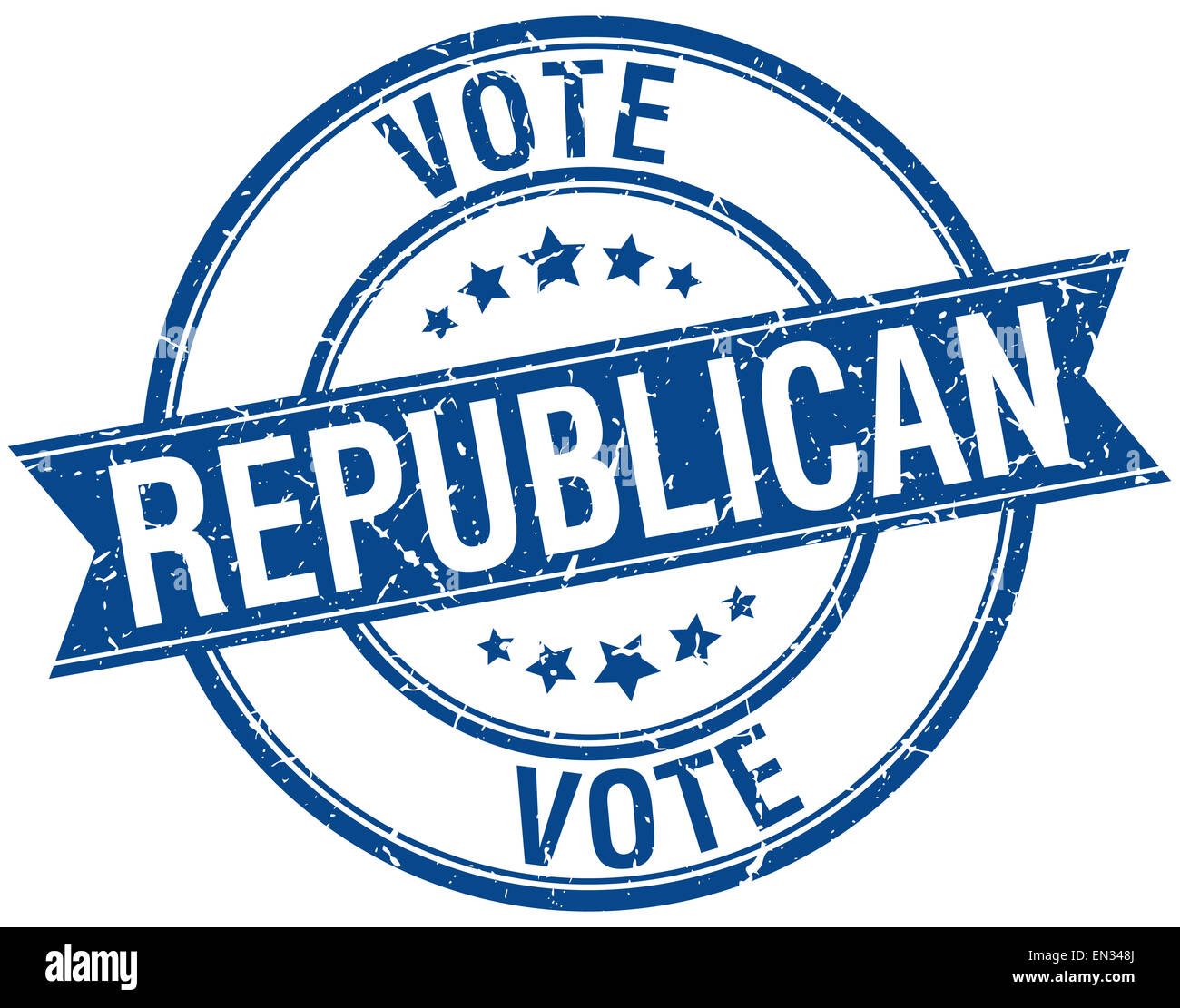 republican grunge retro blue isolated ribbon stamp Stock Photo - Alamy