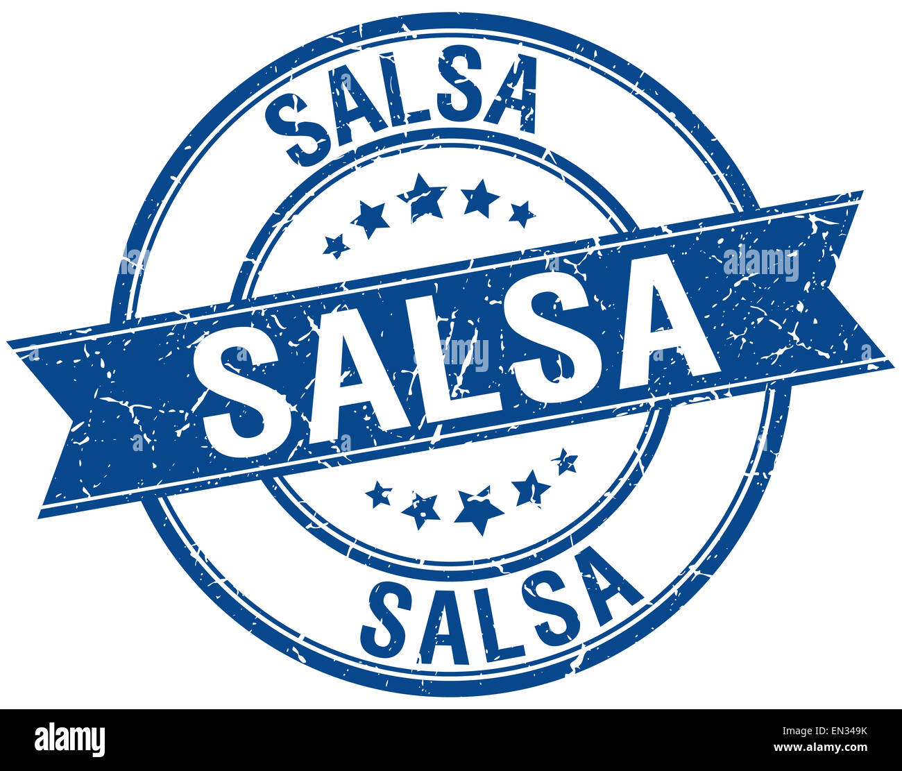 salsa grunge retro blue isolated ribbon stamp Stock Photo - Alamy