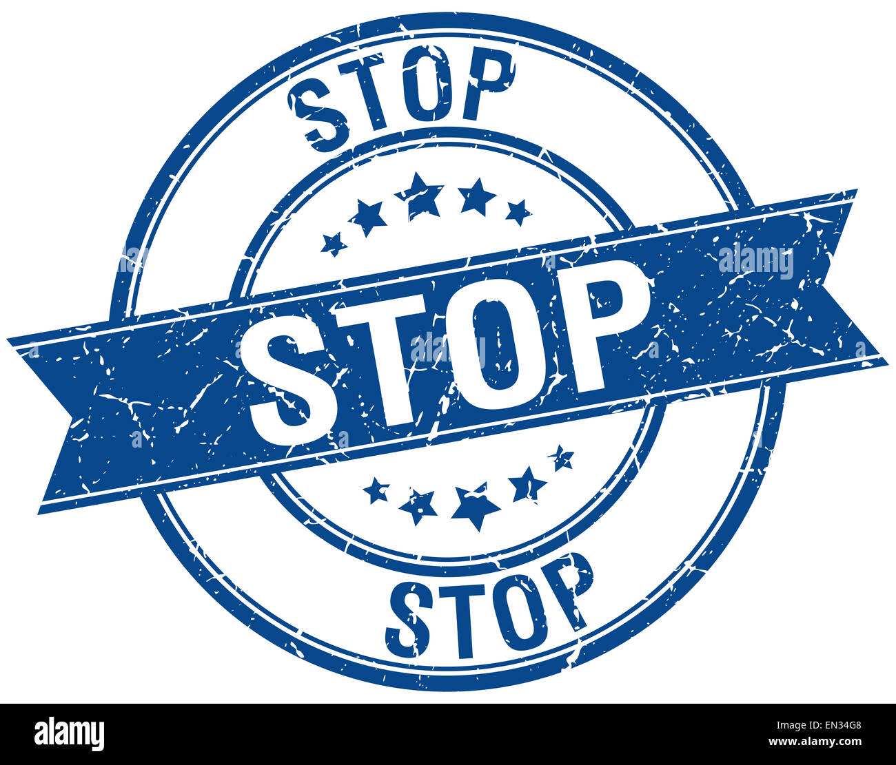 stop grunge retro blue isolated ribbon stamp Stock Photo - Alamy