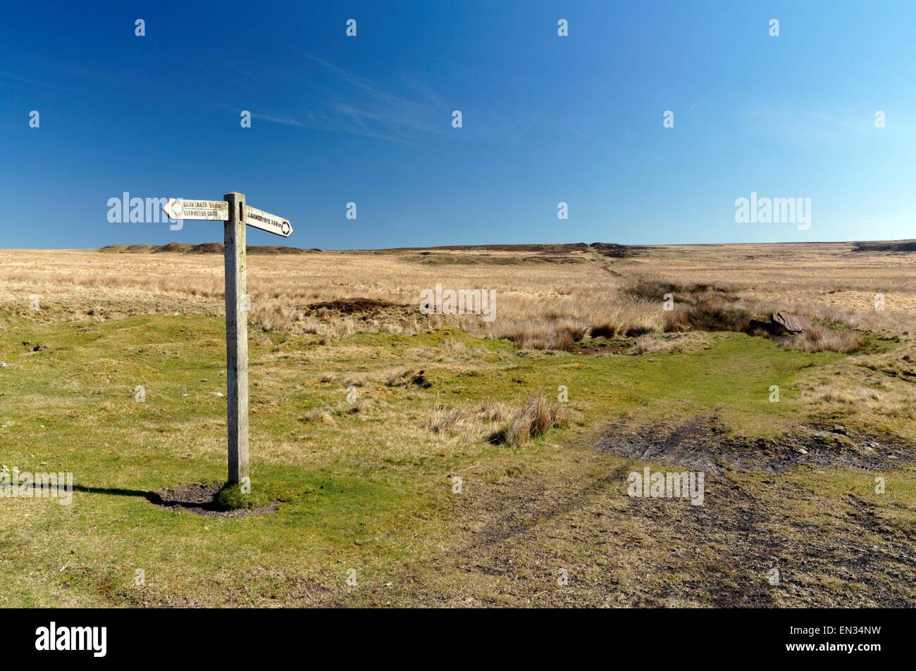Footpath direction sign post on hillside above Blaenavon, Torfaen ...