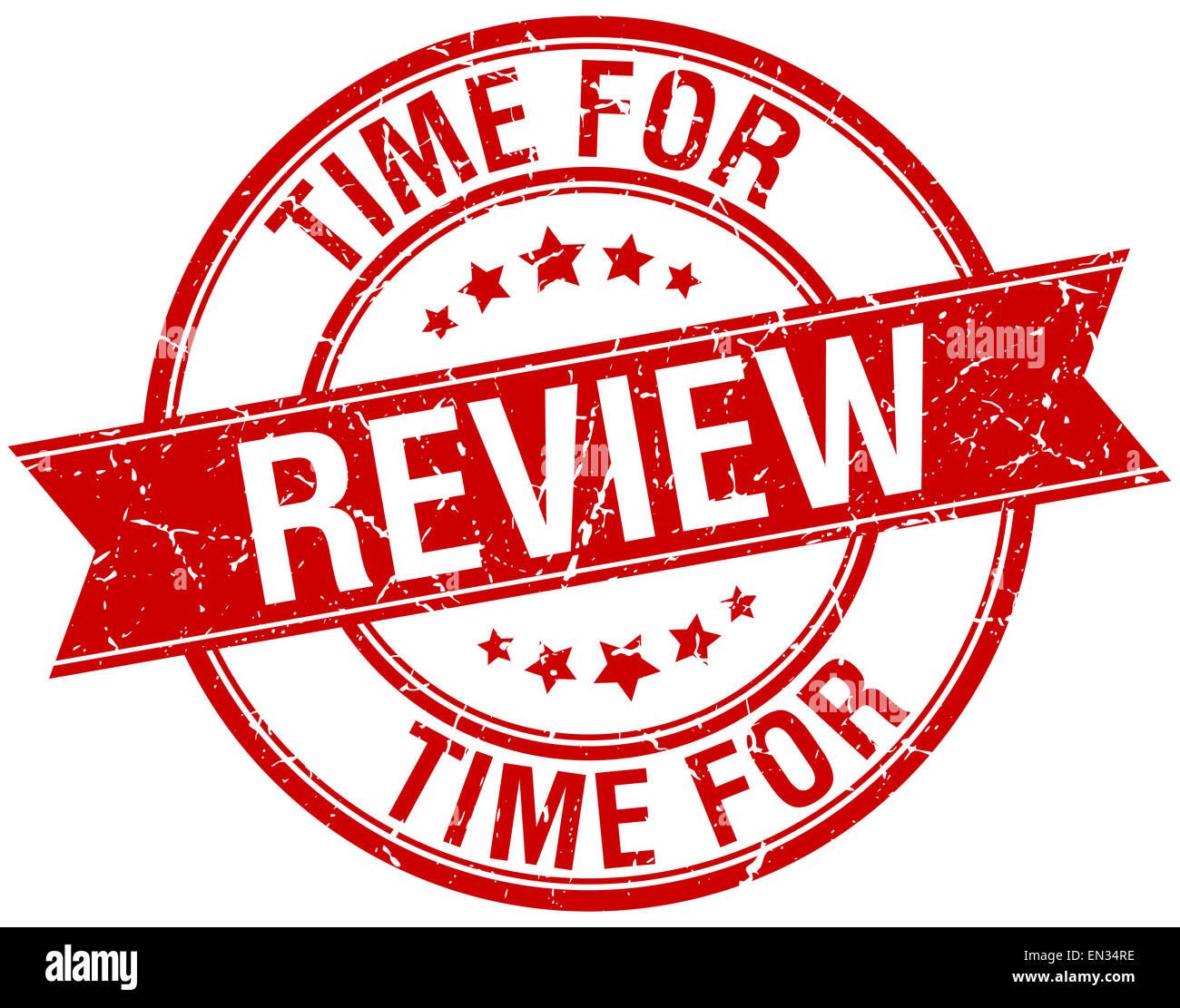 time for review grunge retro red isolated ribbon stamp Stock Photo - Alamy