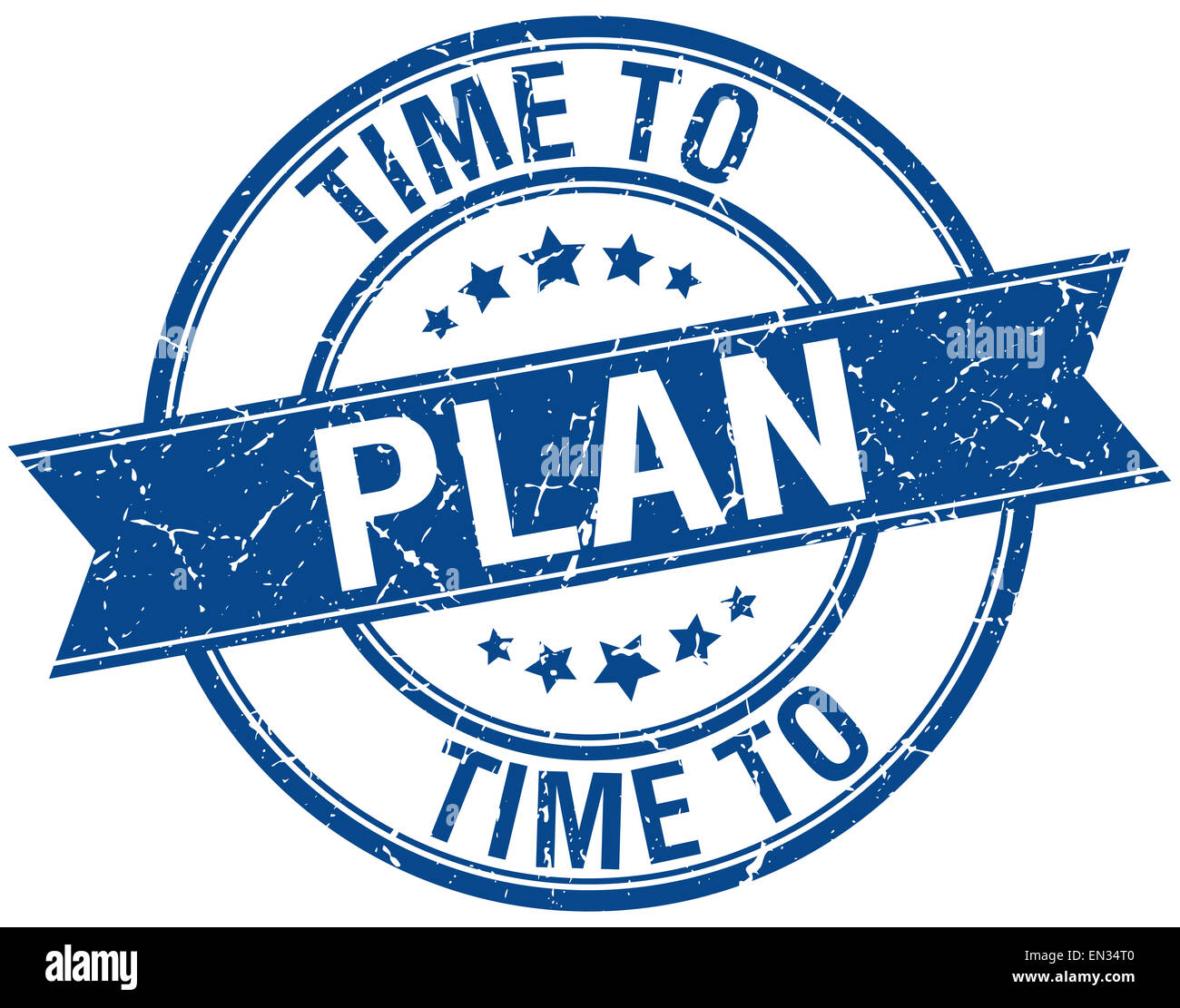 time to plan grunge retro blue isolated ribbon stamp Stock Photo - Alamy