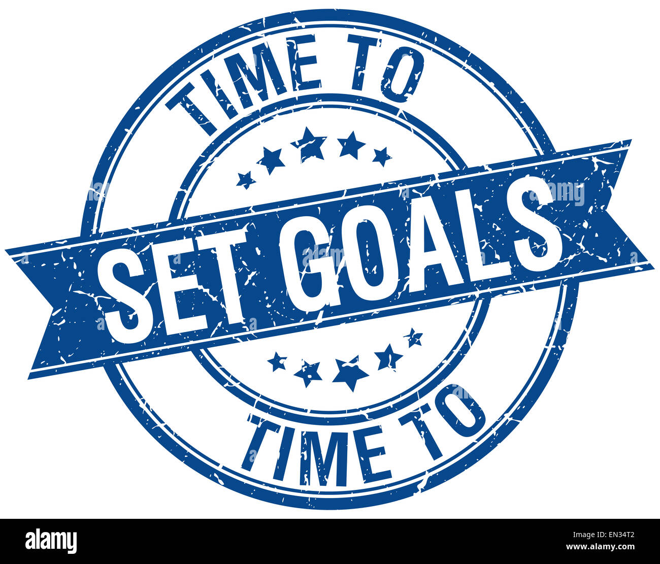 time to set goals grunge retro blue isolated ribbon stamp Stock Photo ...