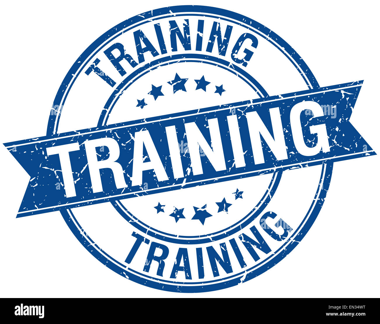 training grunge retro blue isolated ribbon stamp Stock Photo - Alamy