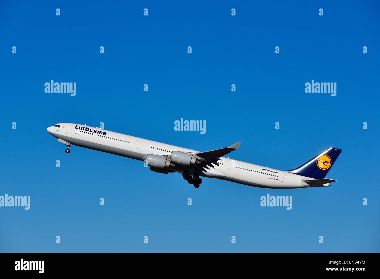 Side view airbus a340 600 taking off High Resolution Stock Photography ...