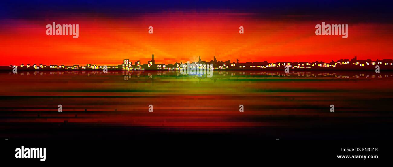 abstract red sunset background with silhouette of Tallinn Stock Vector ...