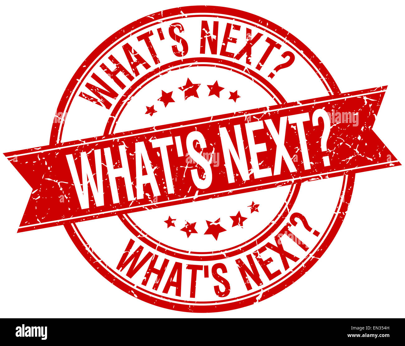 whats next grunge retro red isolated ribbon stamp Stock Photo - Alamy