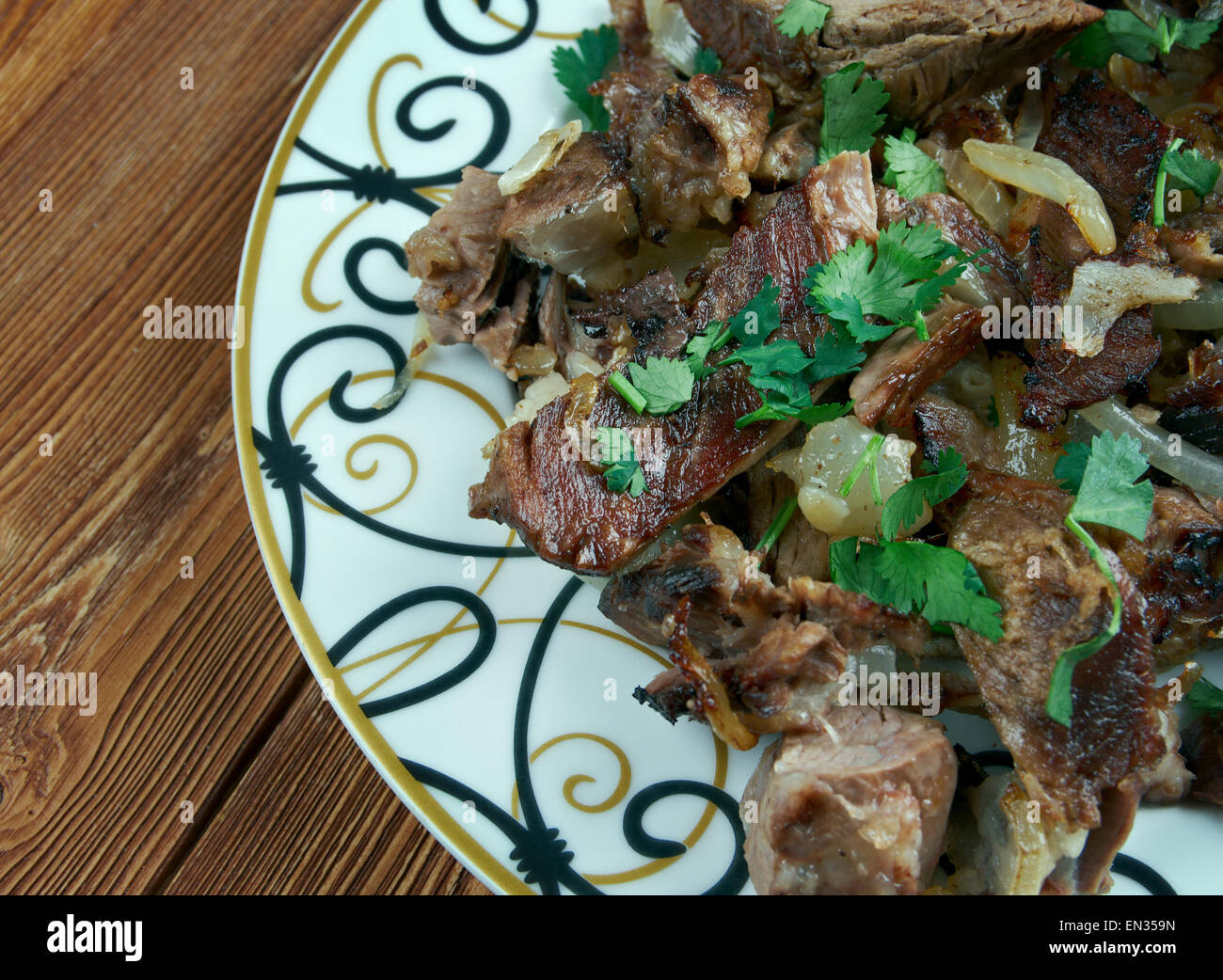 Kuurdak - traditional meat dish made in Central Asia, especially among ...