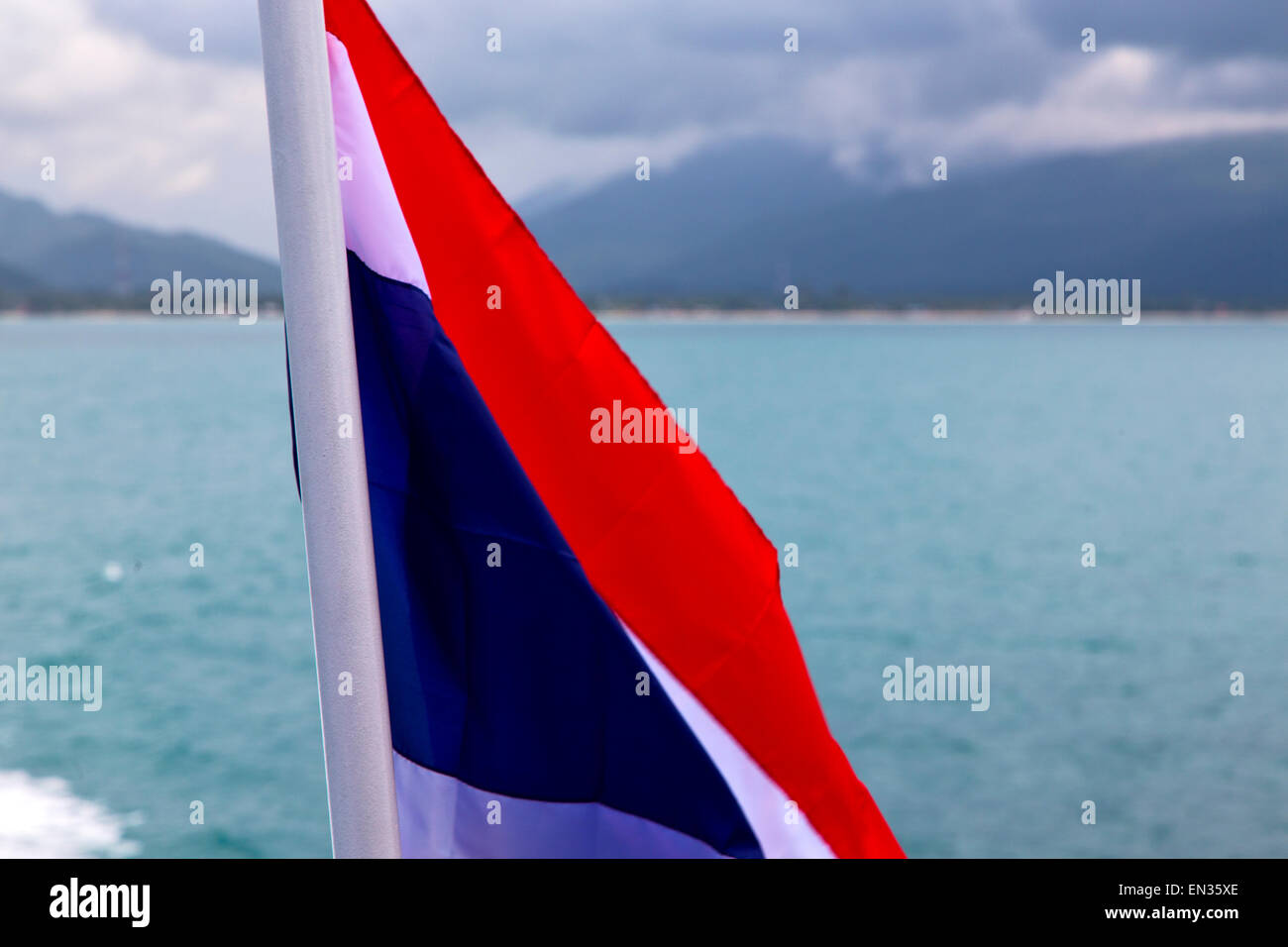 asia myanmar kho samui bay isle waving flag in thailand and south china ...