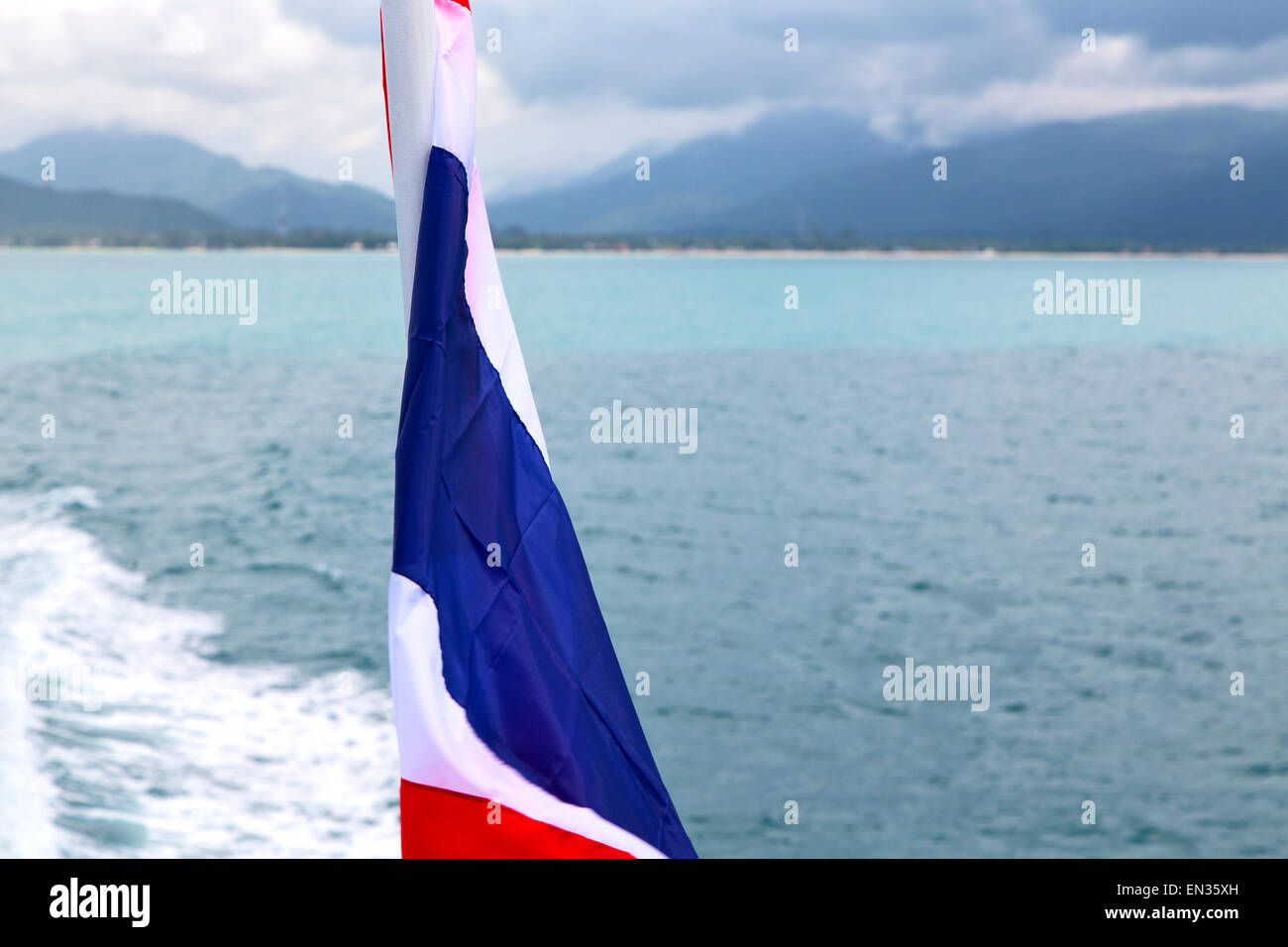 asia myanmar kho samui bay isle waving flag in thailand and south china ...