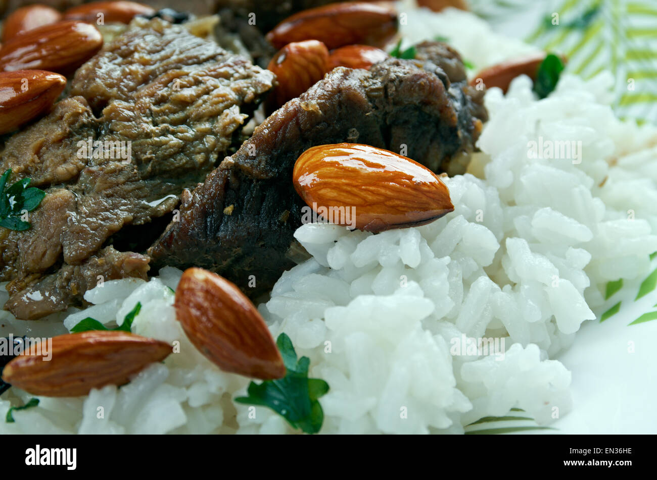 Mansaf - traditional Jordanian and Palestinian dish.made of lamb cooked ...