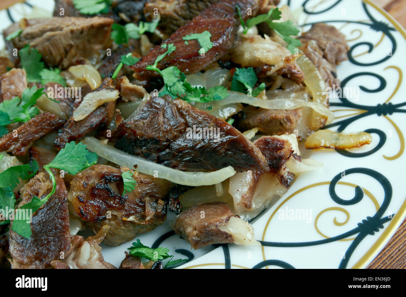 Kuurdak - traditional meat dish made in Central Asia, especially among ...