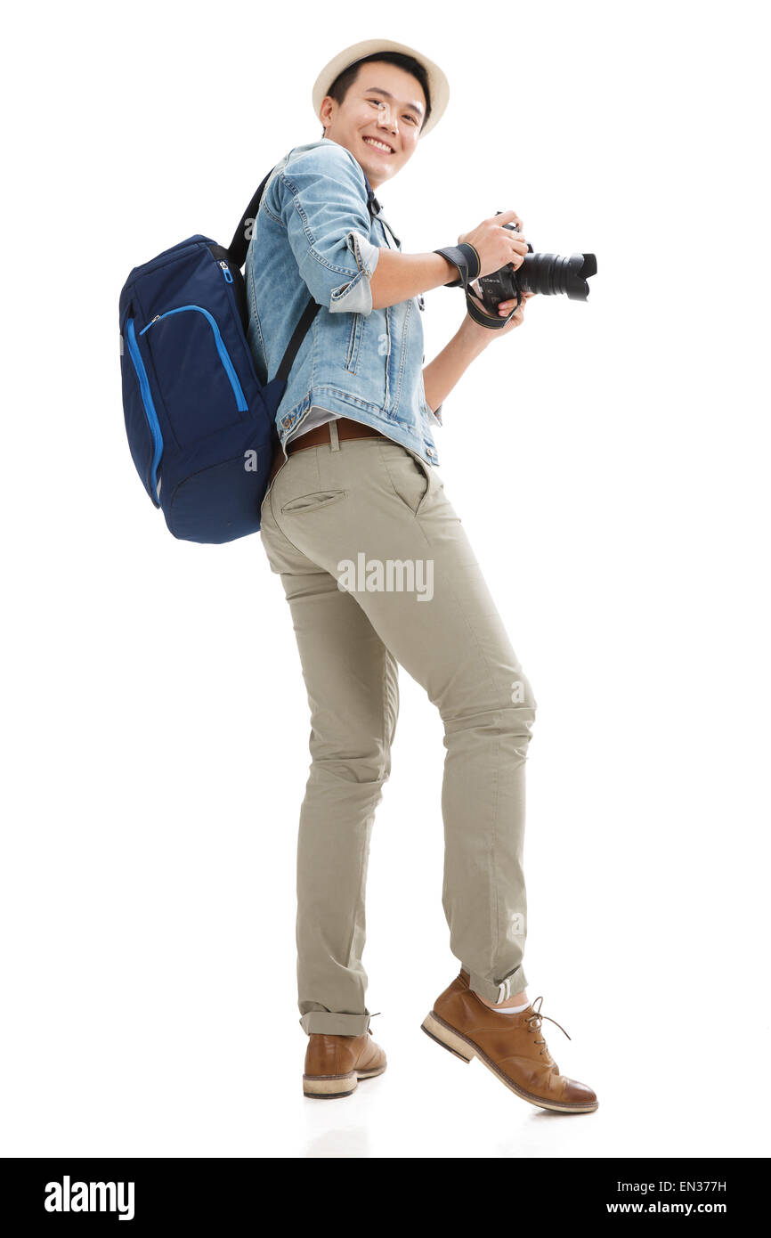 Young tourist camera Cut Out Stock Images & Pictures - Alamy