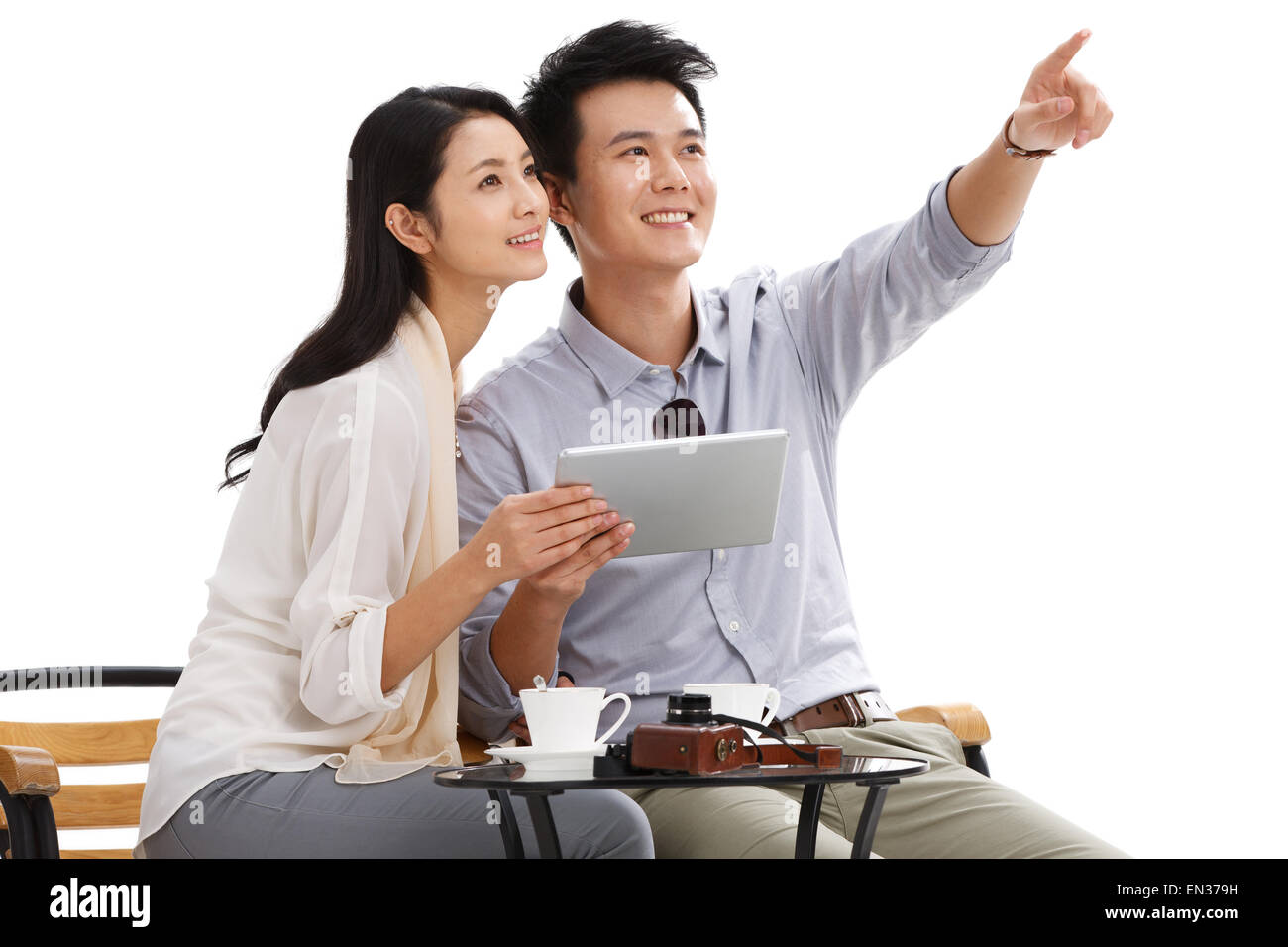 Young lovers in the use of the tablet computer Stock Photo - Alamy