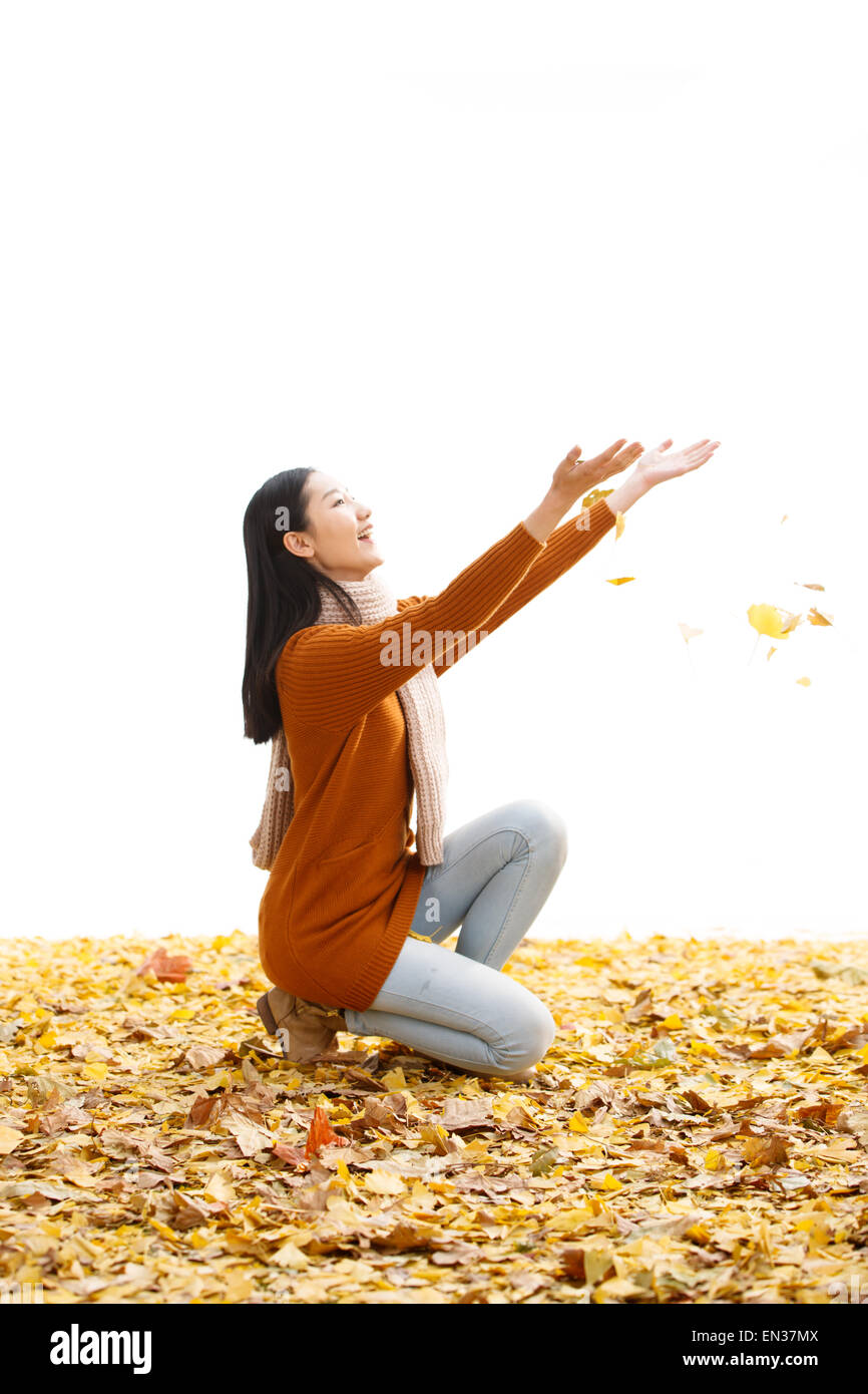 Happy young woman in outdoor Stock Photo - Alamy