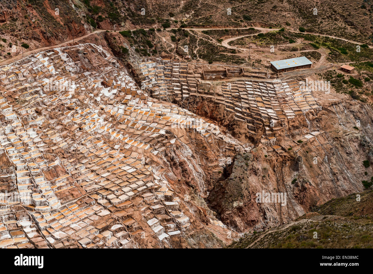 Saltworks in the Sacred Valley of the Incas on the Urubamba, near Maras ...