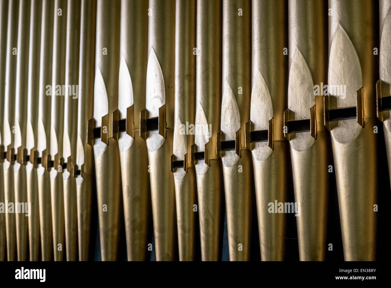 Detail organ pipe tubes in a church Stock Photo - Alamy