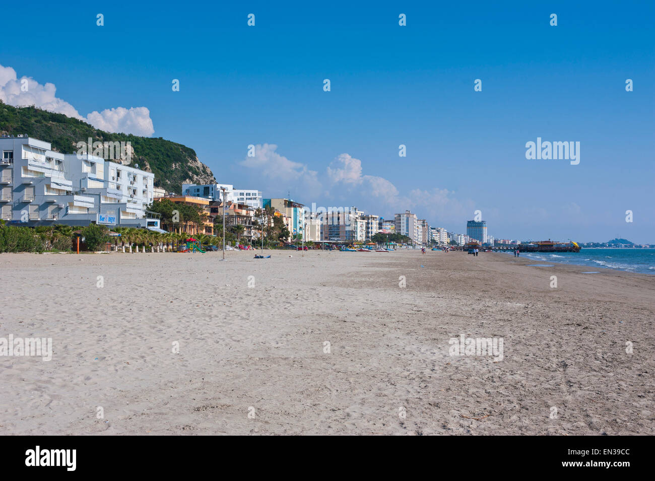 City and sandy beach, Durres, Albania Stock Photo - Alamy