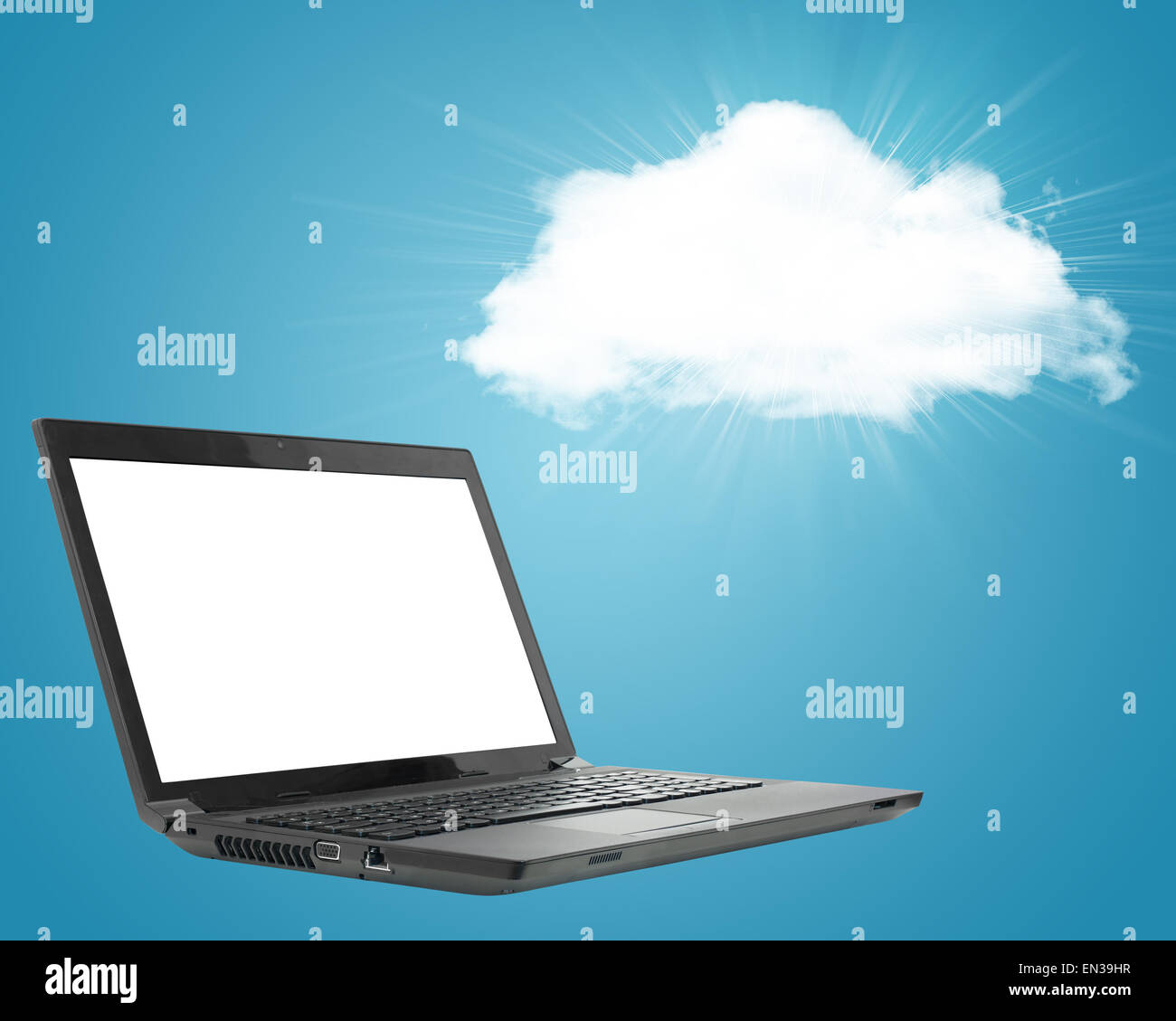 Laptop with empty screen on abstract background Stock Photo - Alamy