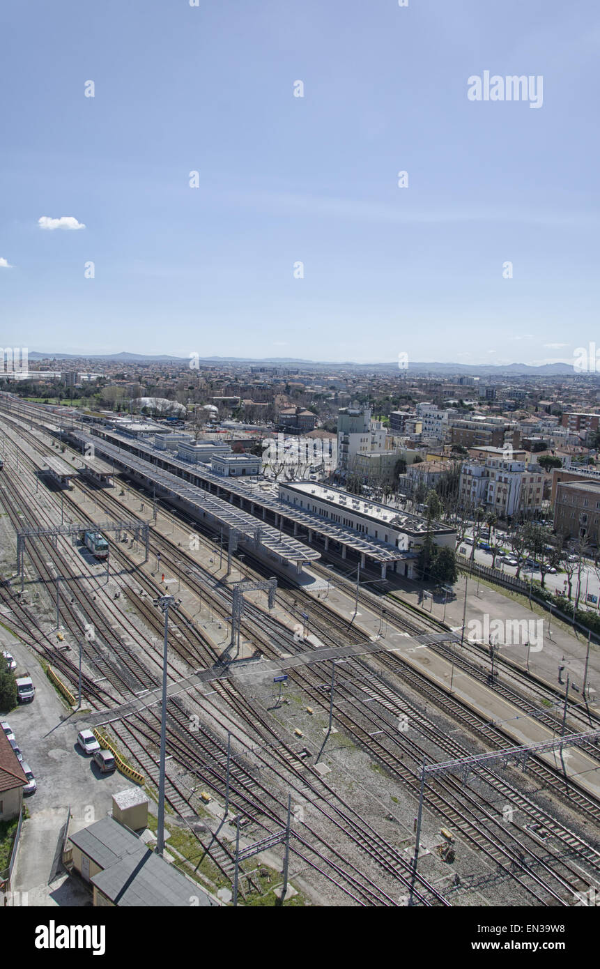 Aerial view of the train station in Italy Stock Photo - Alamy